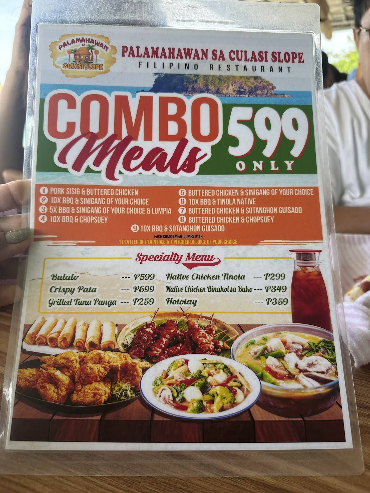Carta del restaurante Palamahawan sa Culasi Slope, Roxas