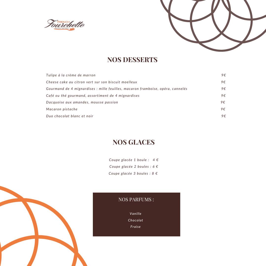 Menu at French Fourchette restaurant, Palavas-les-Flots