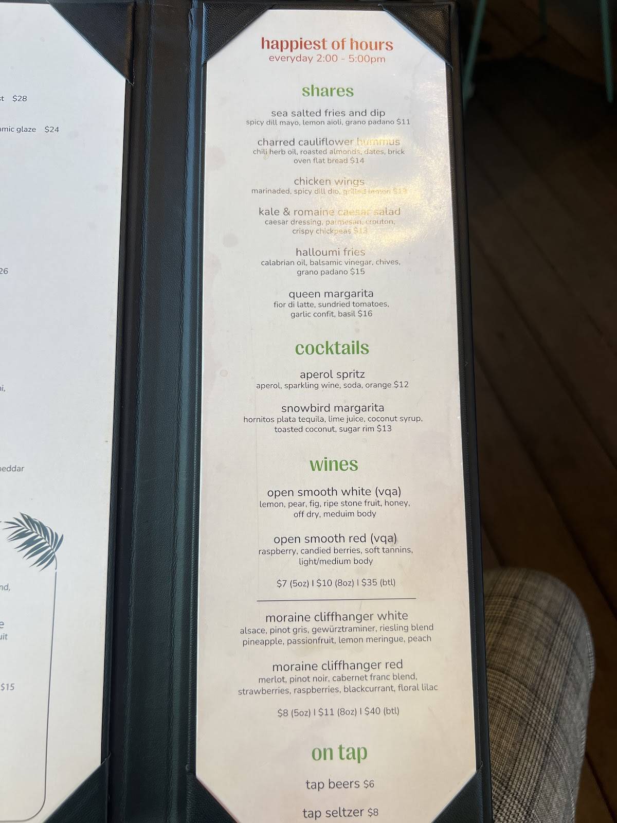 Menu at Palms Beach House pub & bar, Surrey