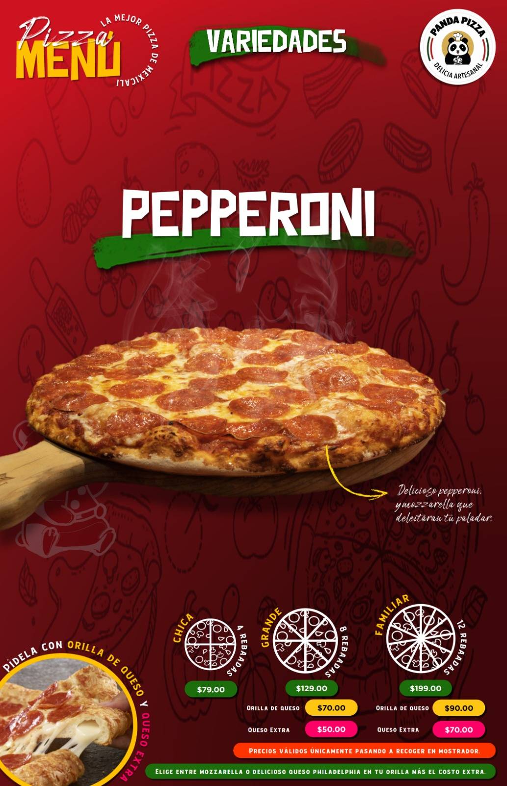 Carta del restaurante Panda Pizza Food Truck, Mexicali, Av Eucalipto