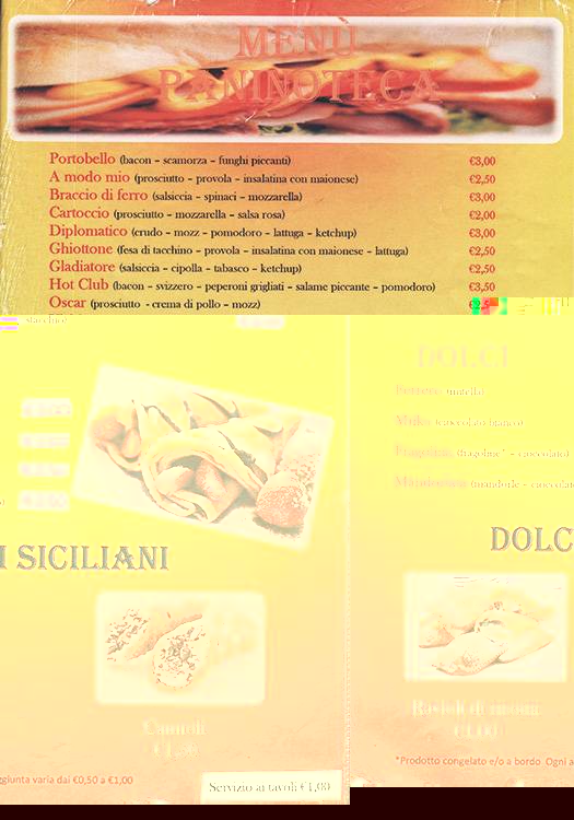 Menu at Paninoteca Portobello Road, W38 pub & bar, Mazara del Vallo
