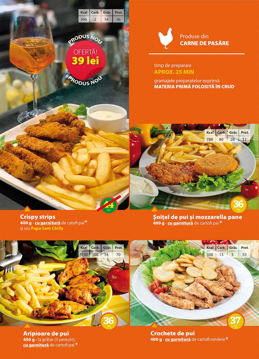 Menu at Papa Sam, Timișoara