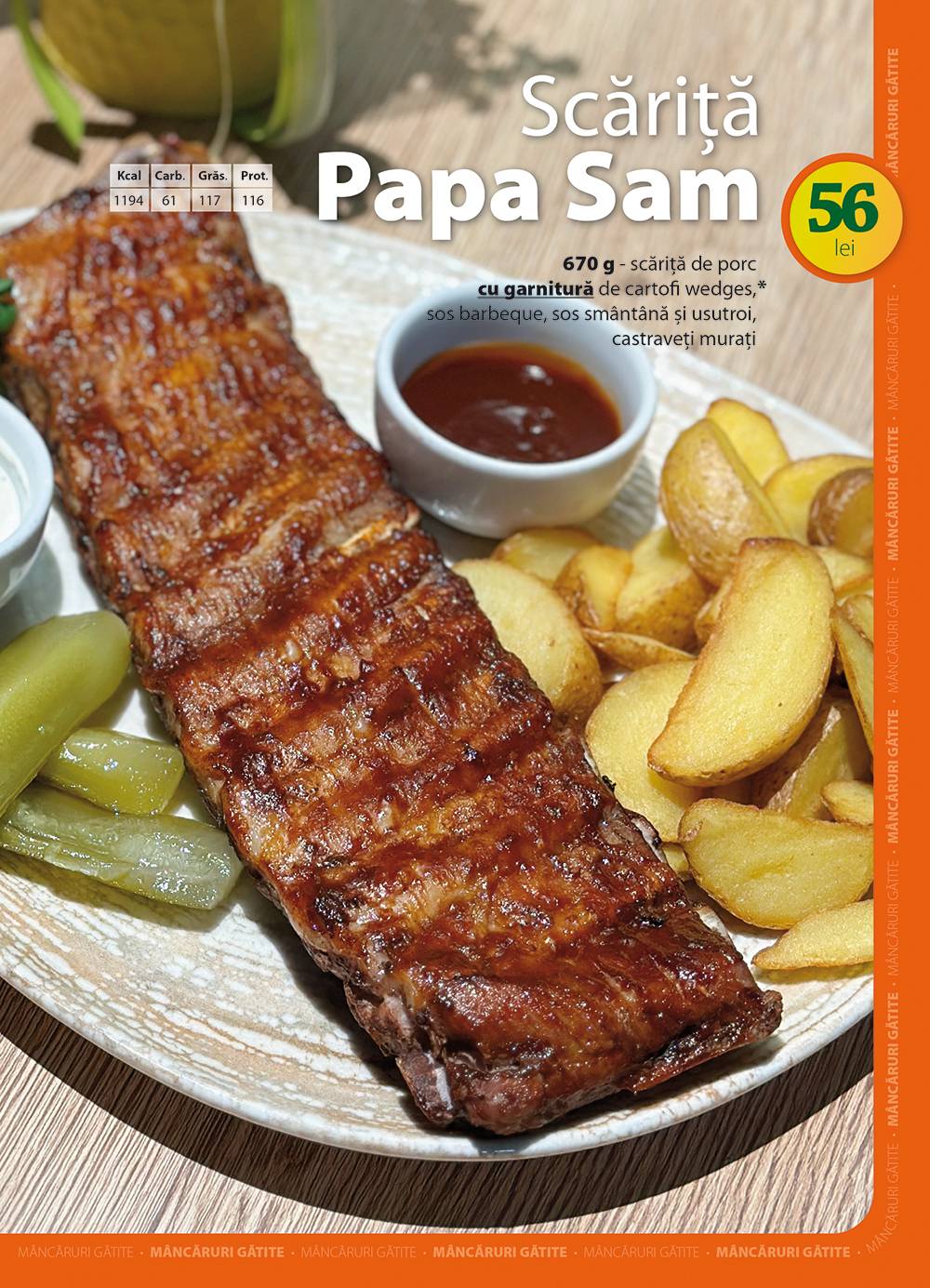 Menu at Papa Sam, Timișoara