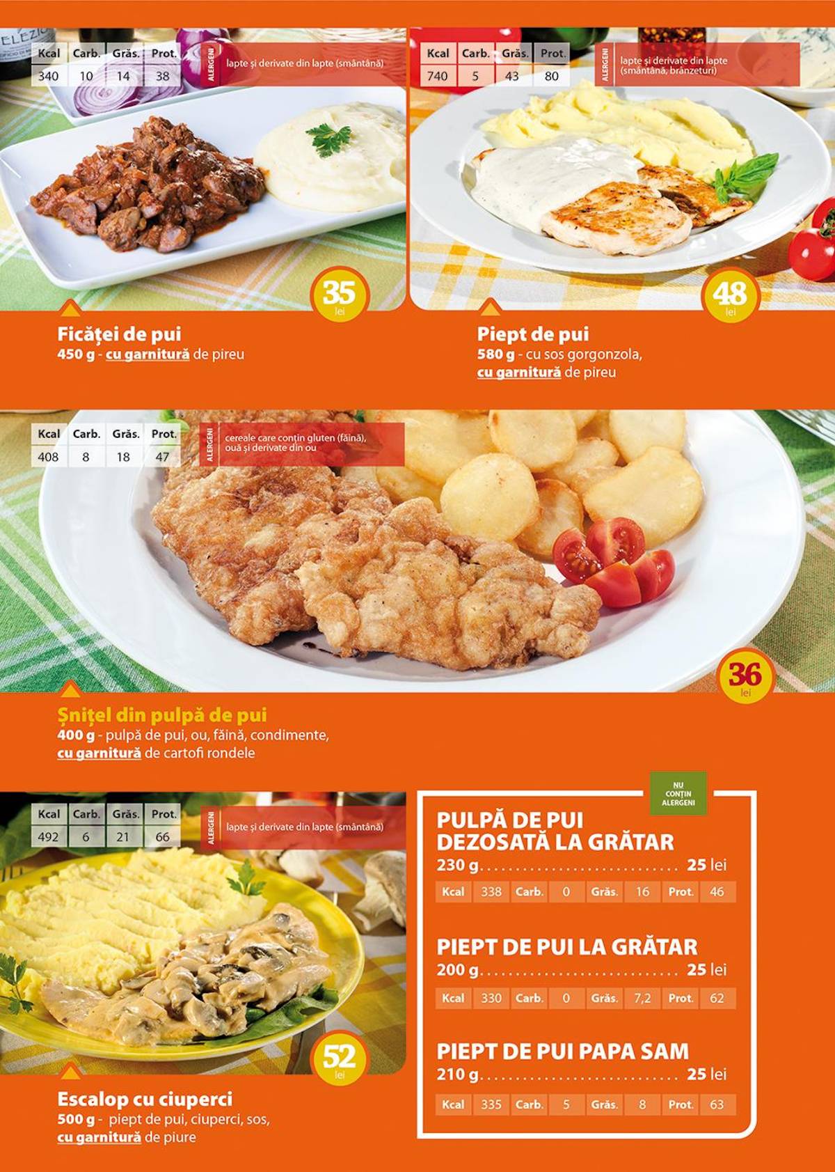 Menu at Papa Sam, Timișoara