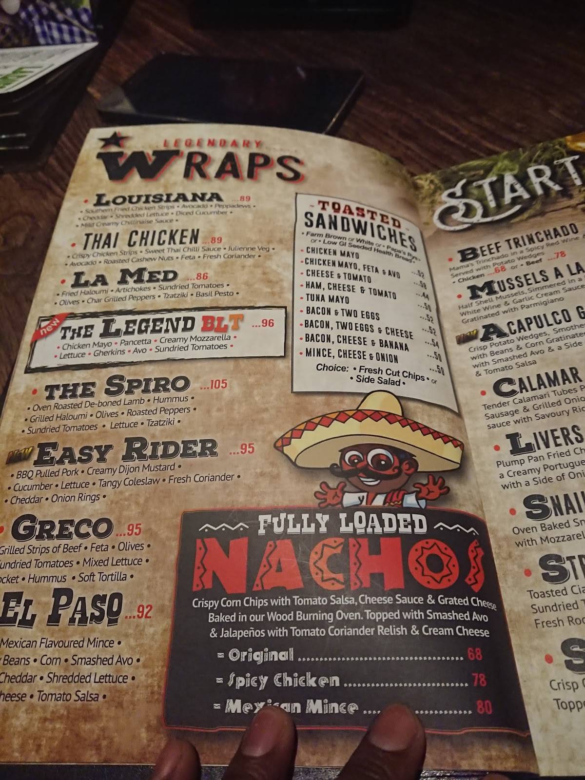 Menu at Papachinos Boksburg restaurant, Boksburg