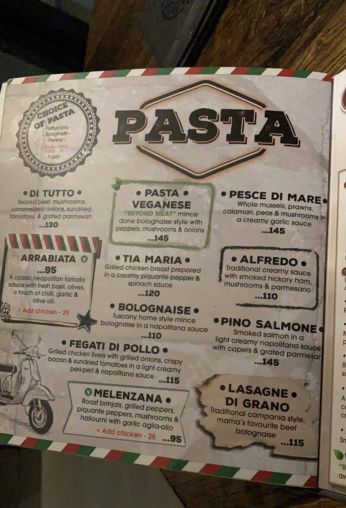 Menu at Papachinos Boksburg restaurant, Boksburg