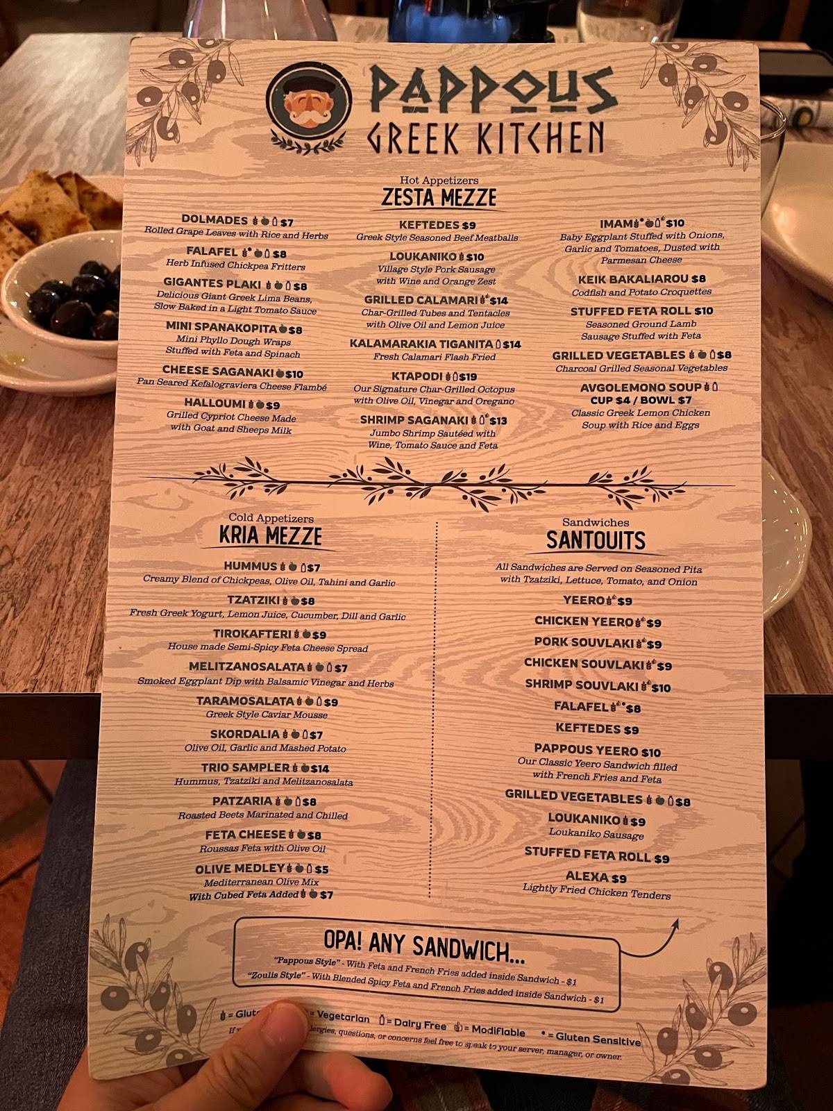 Menu at Pappous Greek Kitchen restaurant, Yorktown Heights