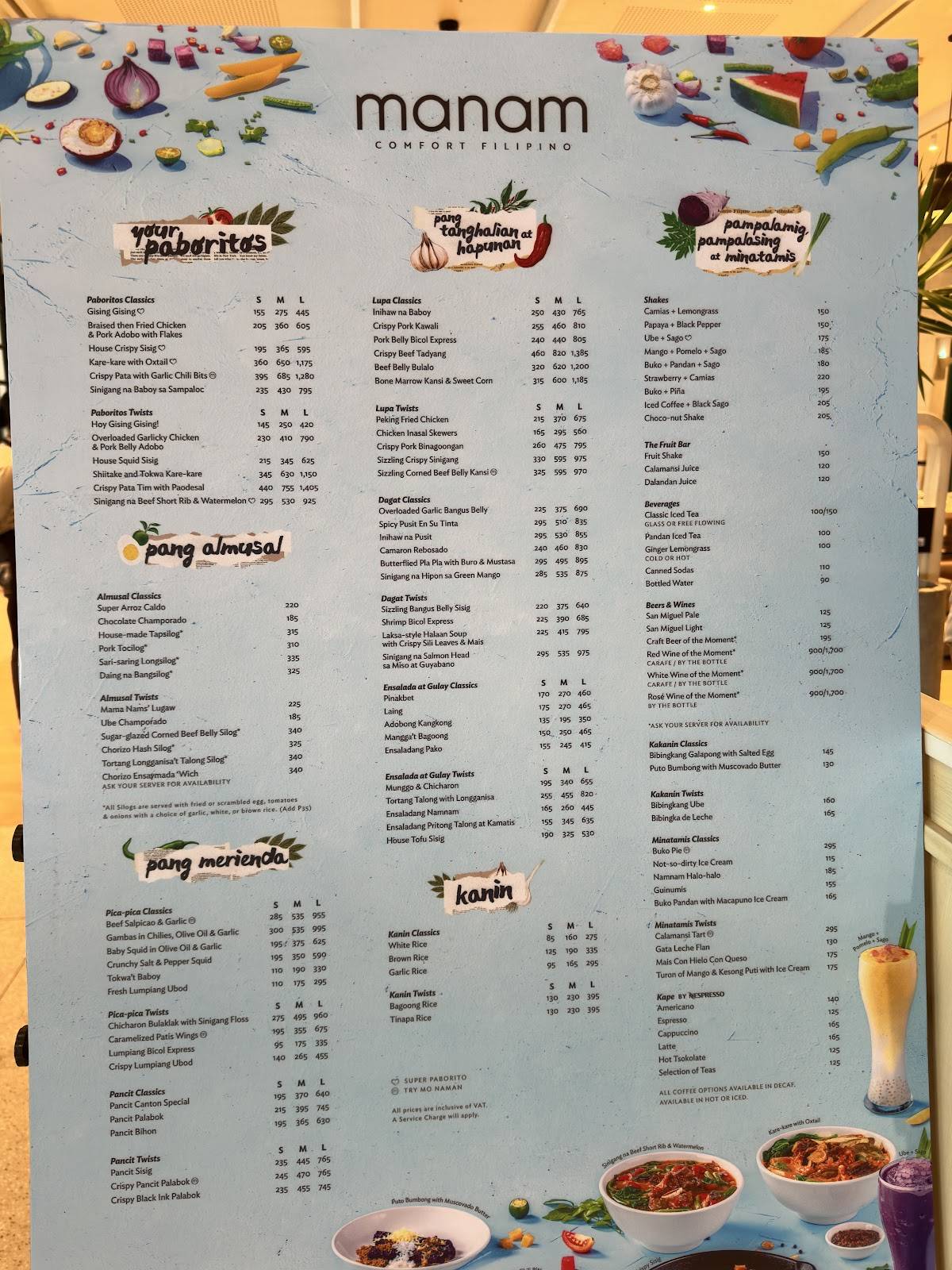 Menu at Manam Ayala Malls Manila Bay restaurant, Parañaque, Ground Floor