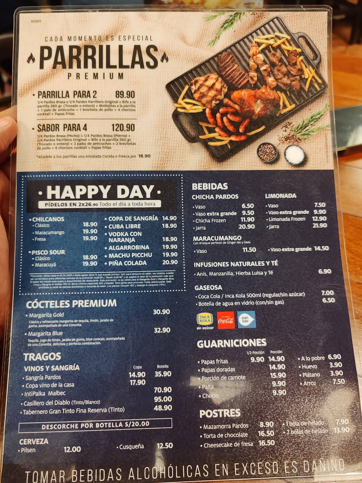 Carta del restaurante Pardos Chicken - Mall Plaza, Trujillo
