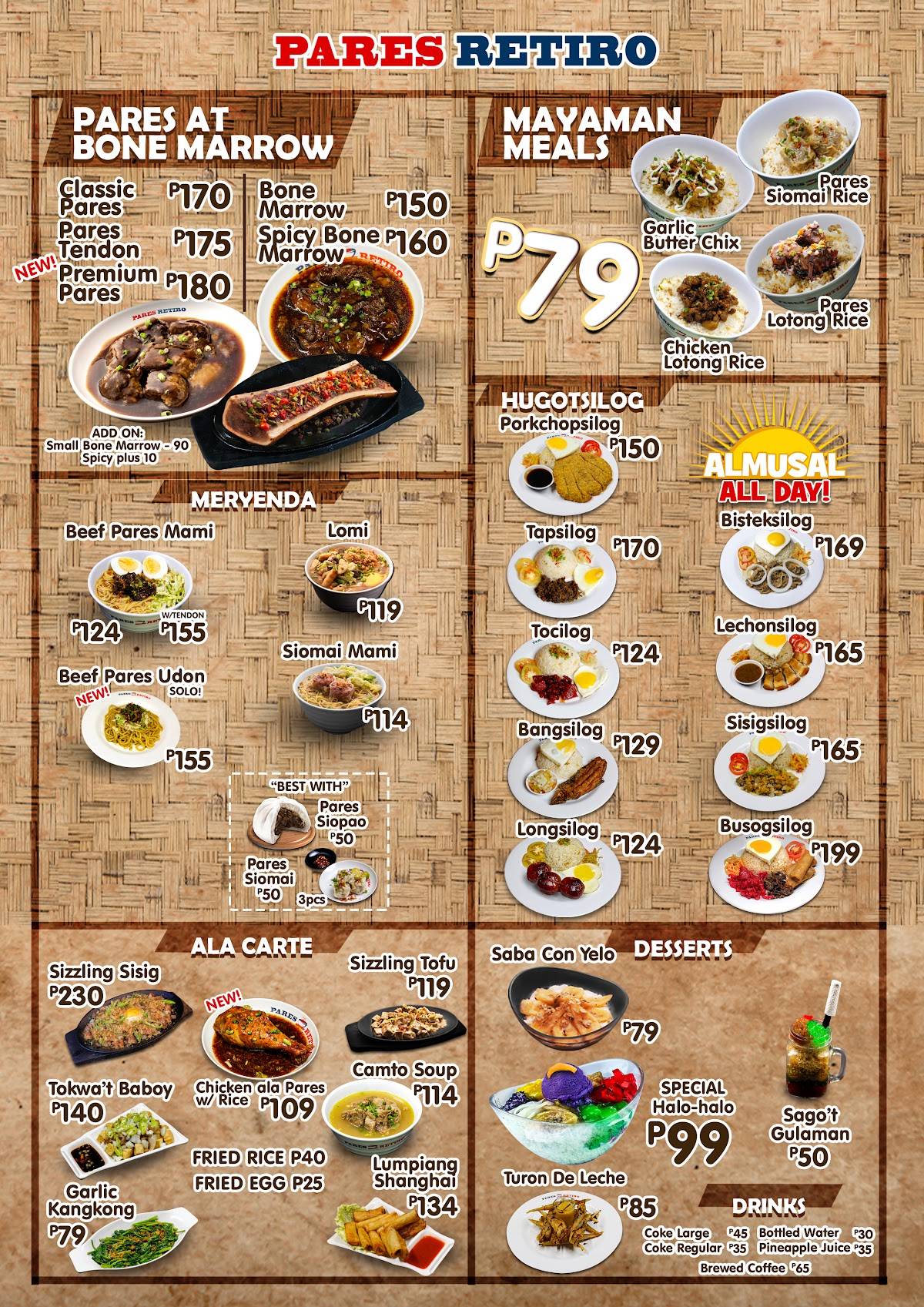 Menu at Pares Retiro Cainta restaurant, Cainta, Brgy