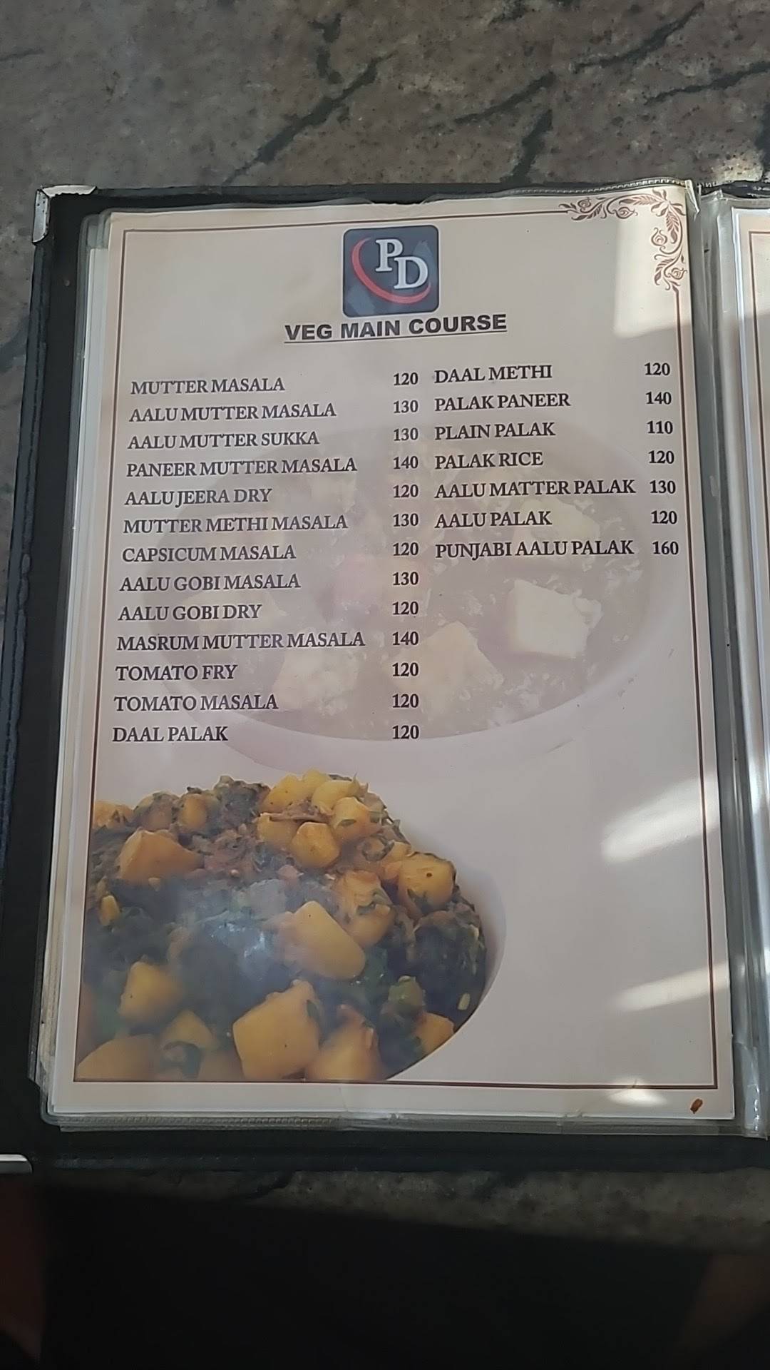Menu at Pariwar Dhaba, Linganmath
