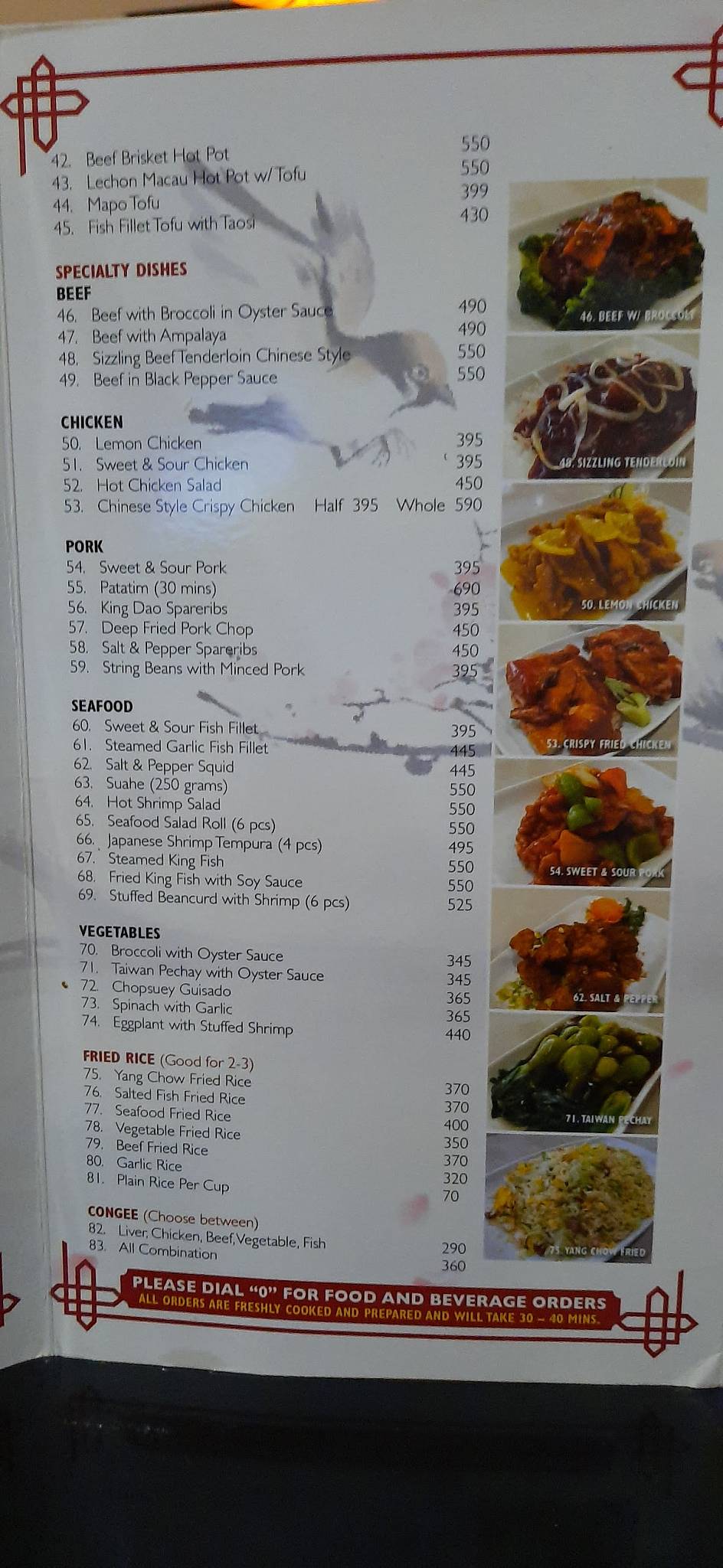 Menu at Mei Wei Chinese Kitchen restaurant, Pasay