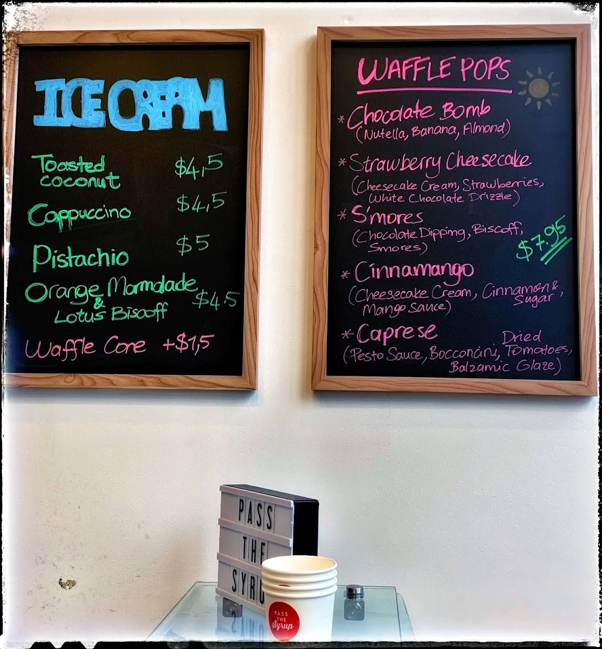 Menu at Pass The Syrup desserts, Toronto