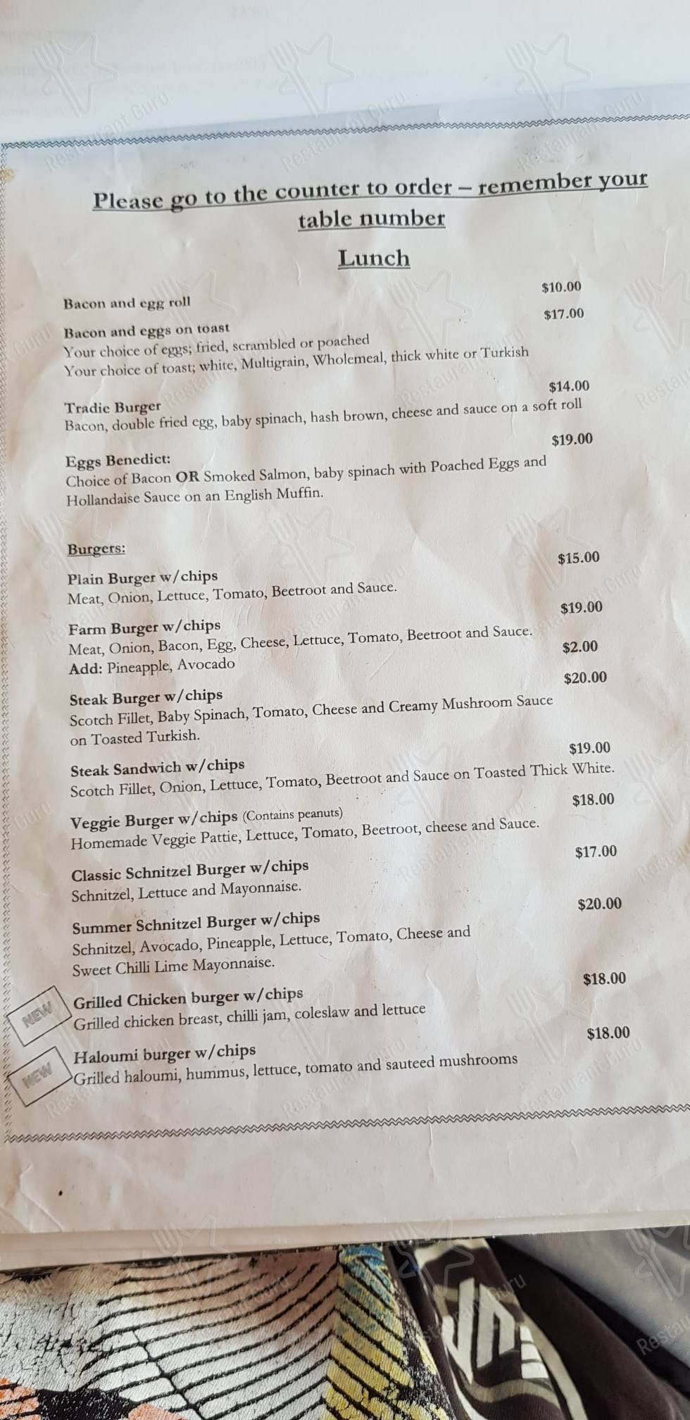 Menu at Passionate Palate cafe, Kanahooka