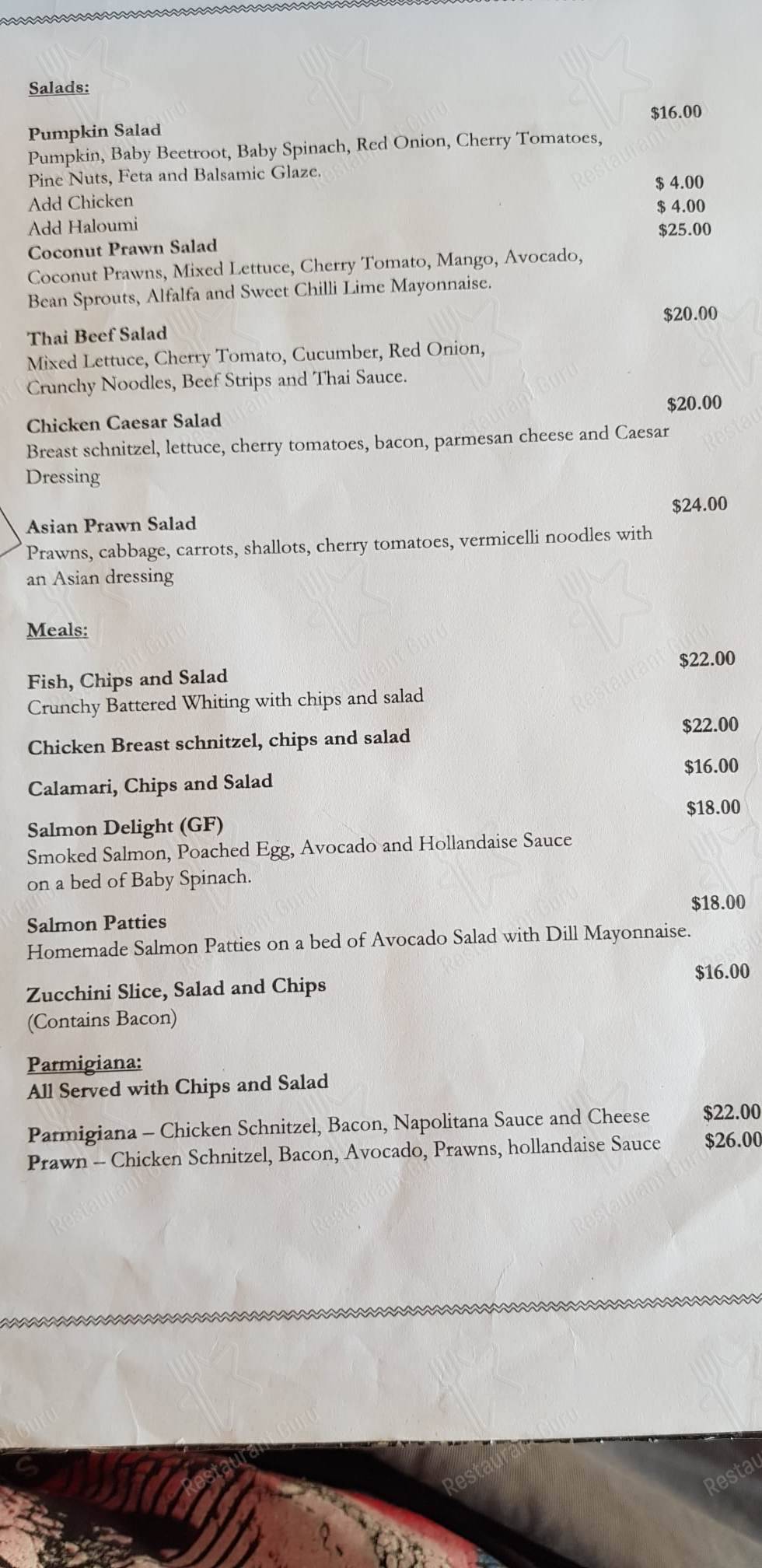 Menu at Passionate Palate cafe, Kanahooka