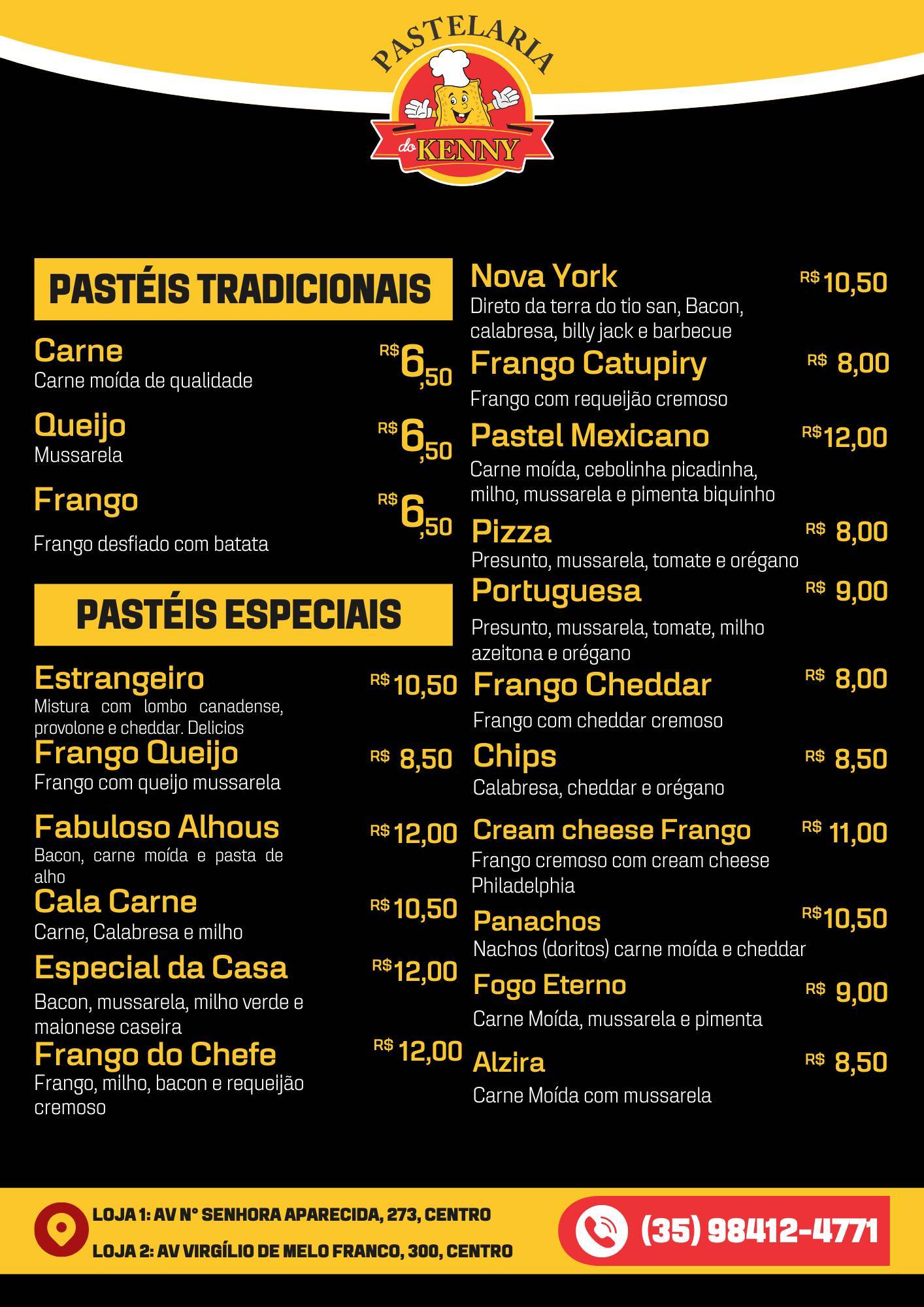Menu em Pastelaria Do Kenny, Cambuquira