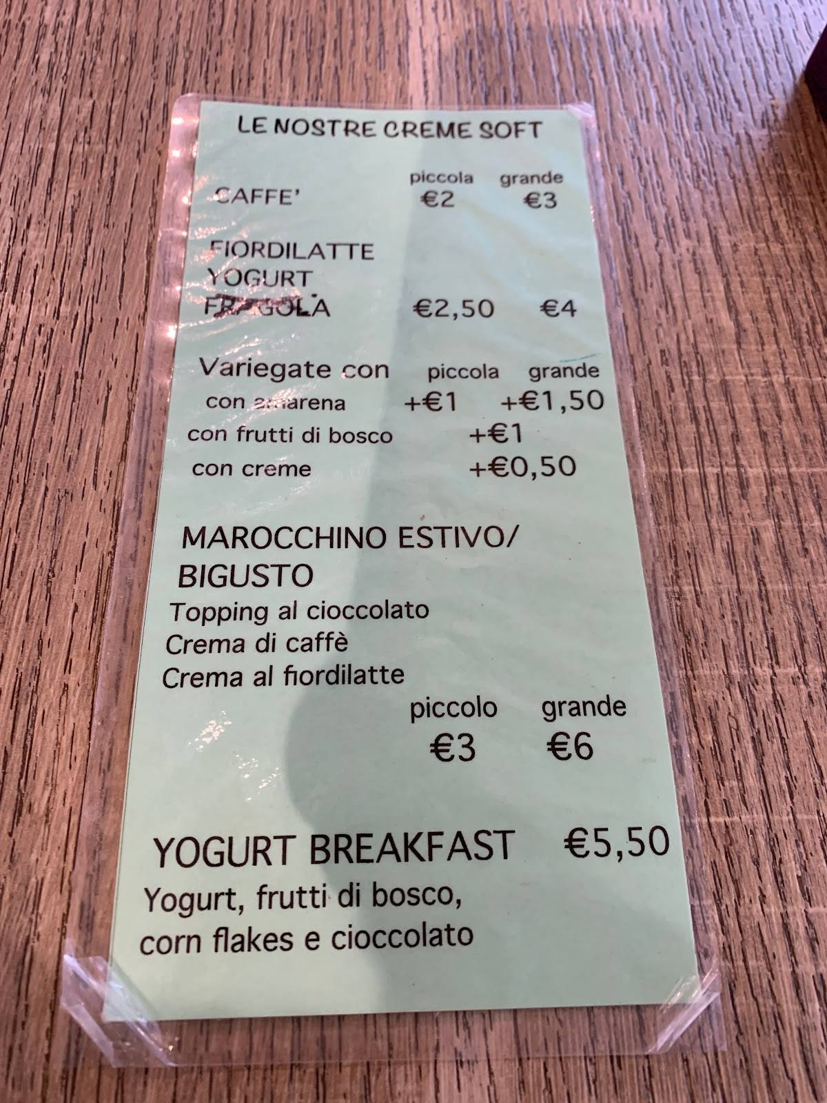 Menu da Pasticceria Balestrini, Lentate sul Seveso