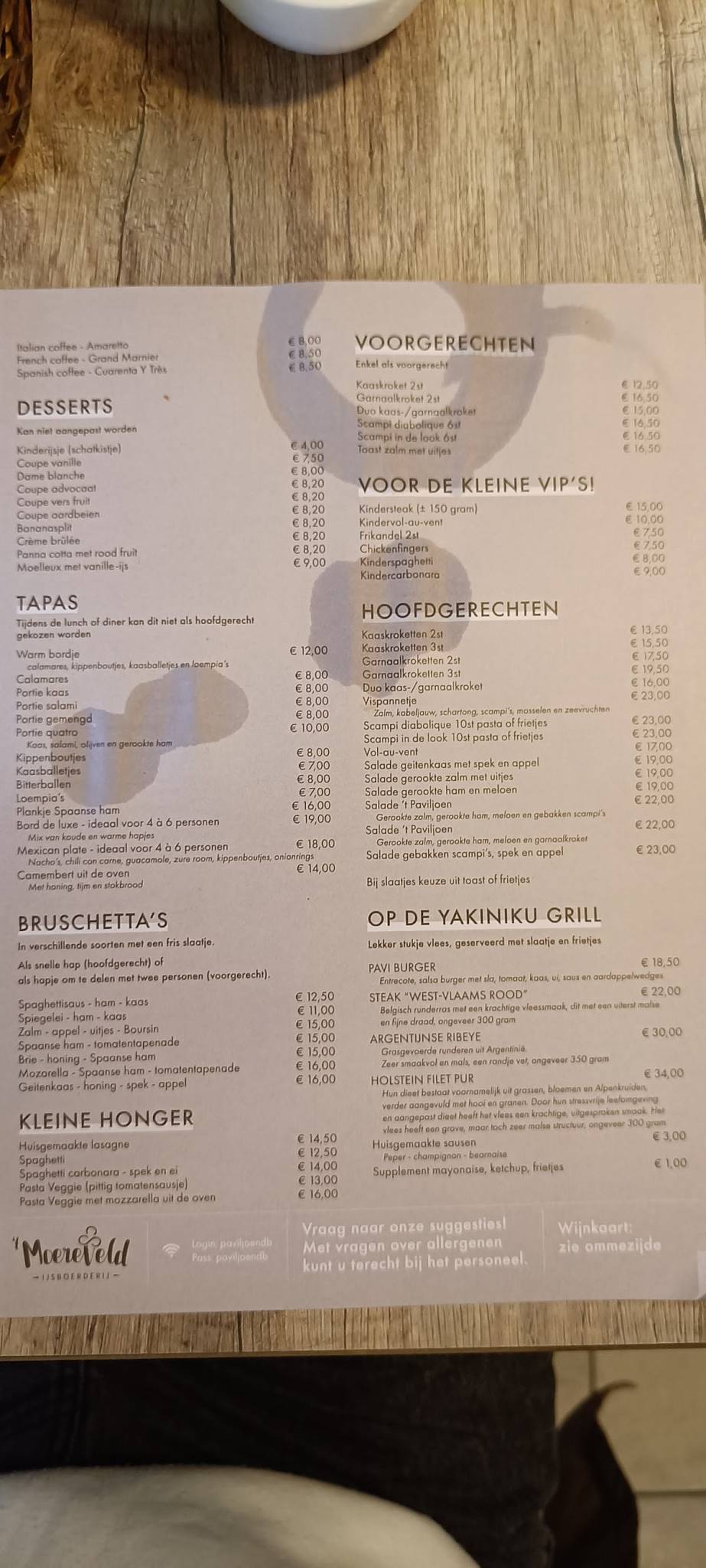 Menu at Pavi, Torhout, Pastoriestraat 7