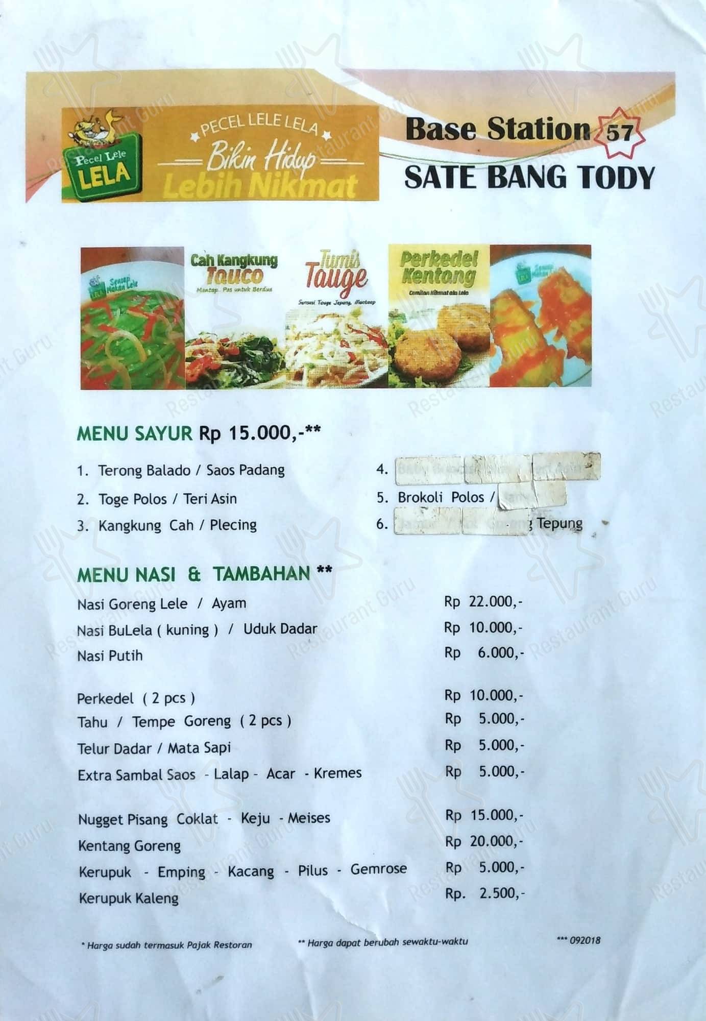 Menu at Pecel Lele Lela CibuburJambore restaurant, East Jakarta, of