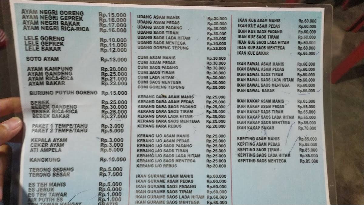 Menu at Pecel Lele & Ayam Safa'at restaurant, Curug Kulon