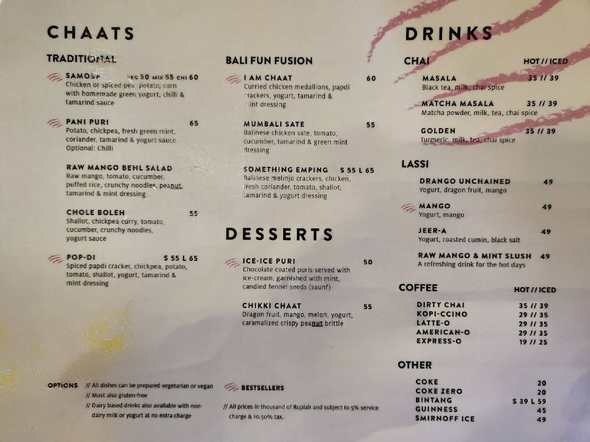 Carta del restaurante Chai of The Tiger (Indian Street Food) - Jl Sukma ...