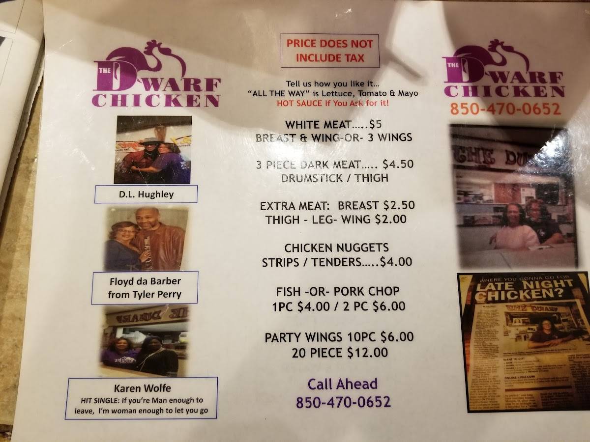 Menu at The Dwarf Chicken Stand fast food, Pensacola