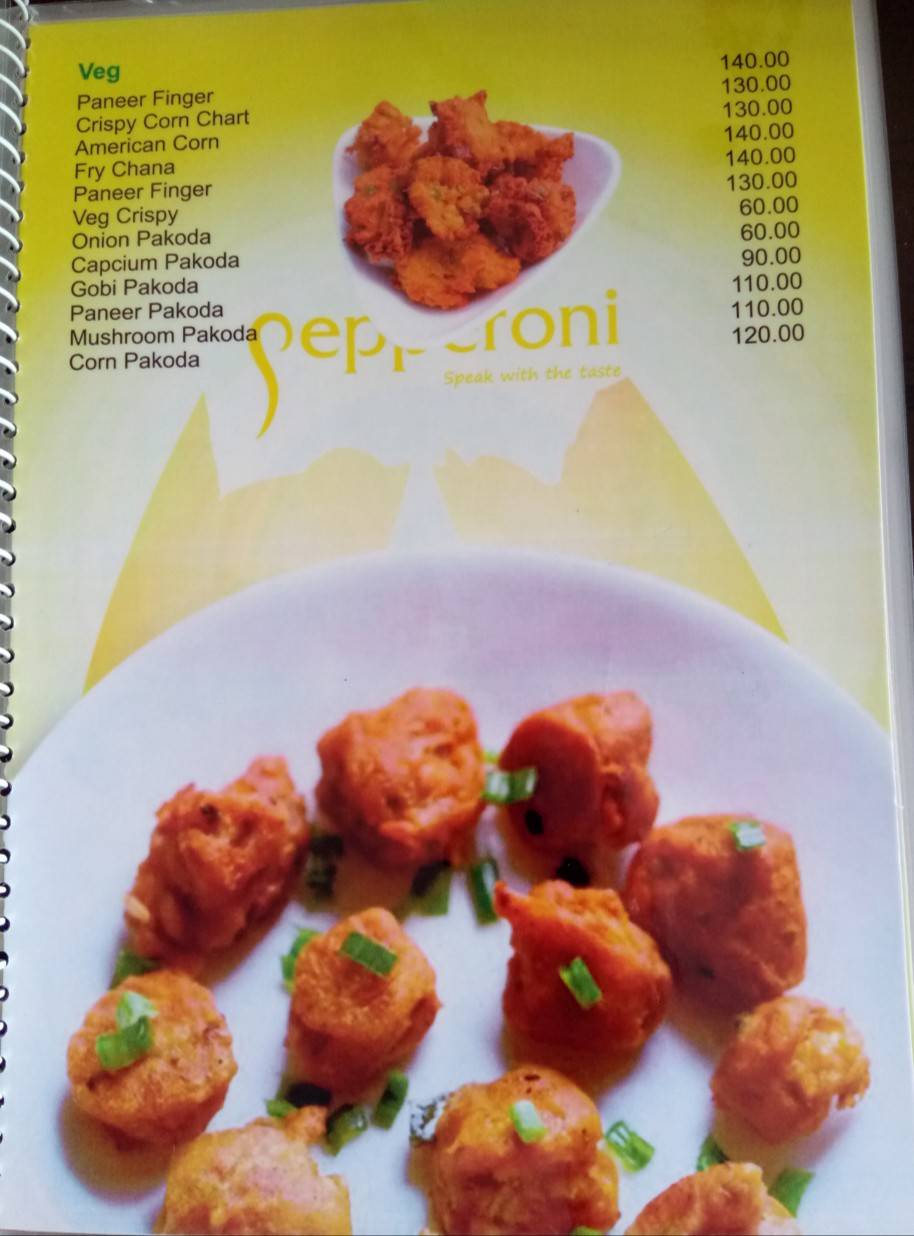 Menu at Pepperoni Restaurant, Balangir