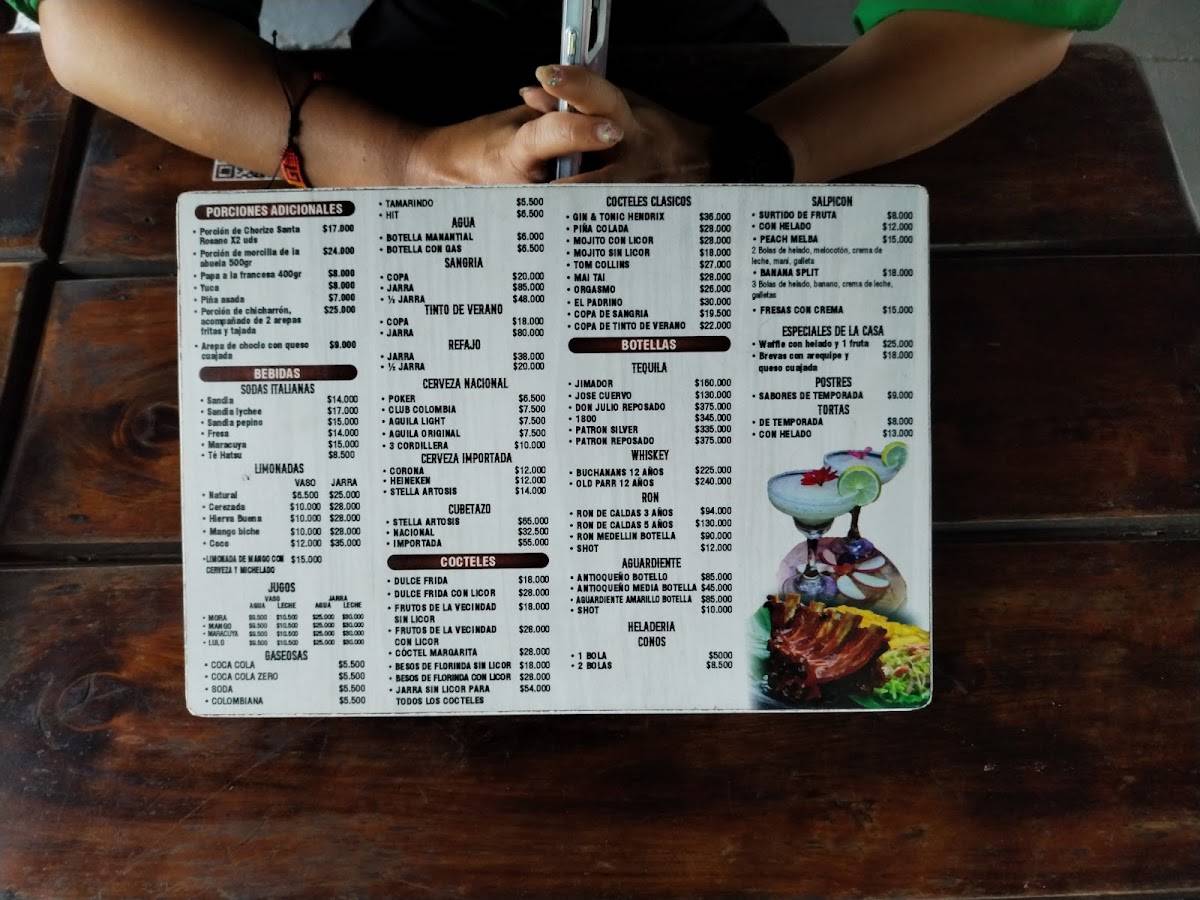 Carta del restaurante Antojo Llanero Campestre Galicia, Belmonte Bajo