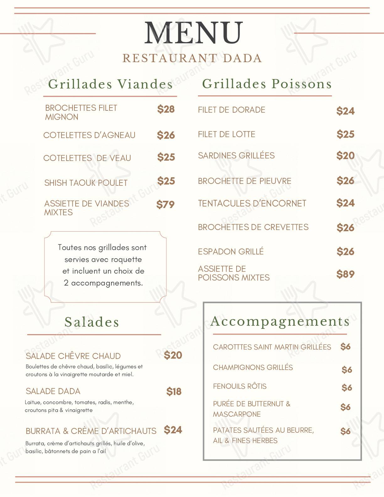 Menu at Petanque Social Club, Marrakesh