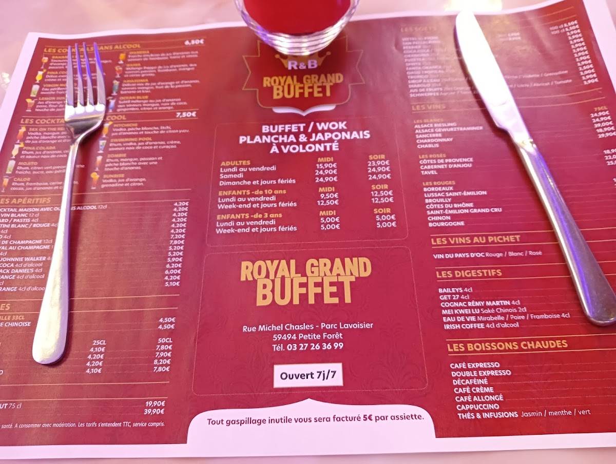 Menu au Royal Grand Buffet restaurant, Petite-Forêt