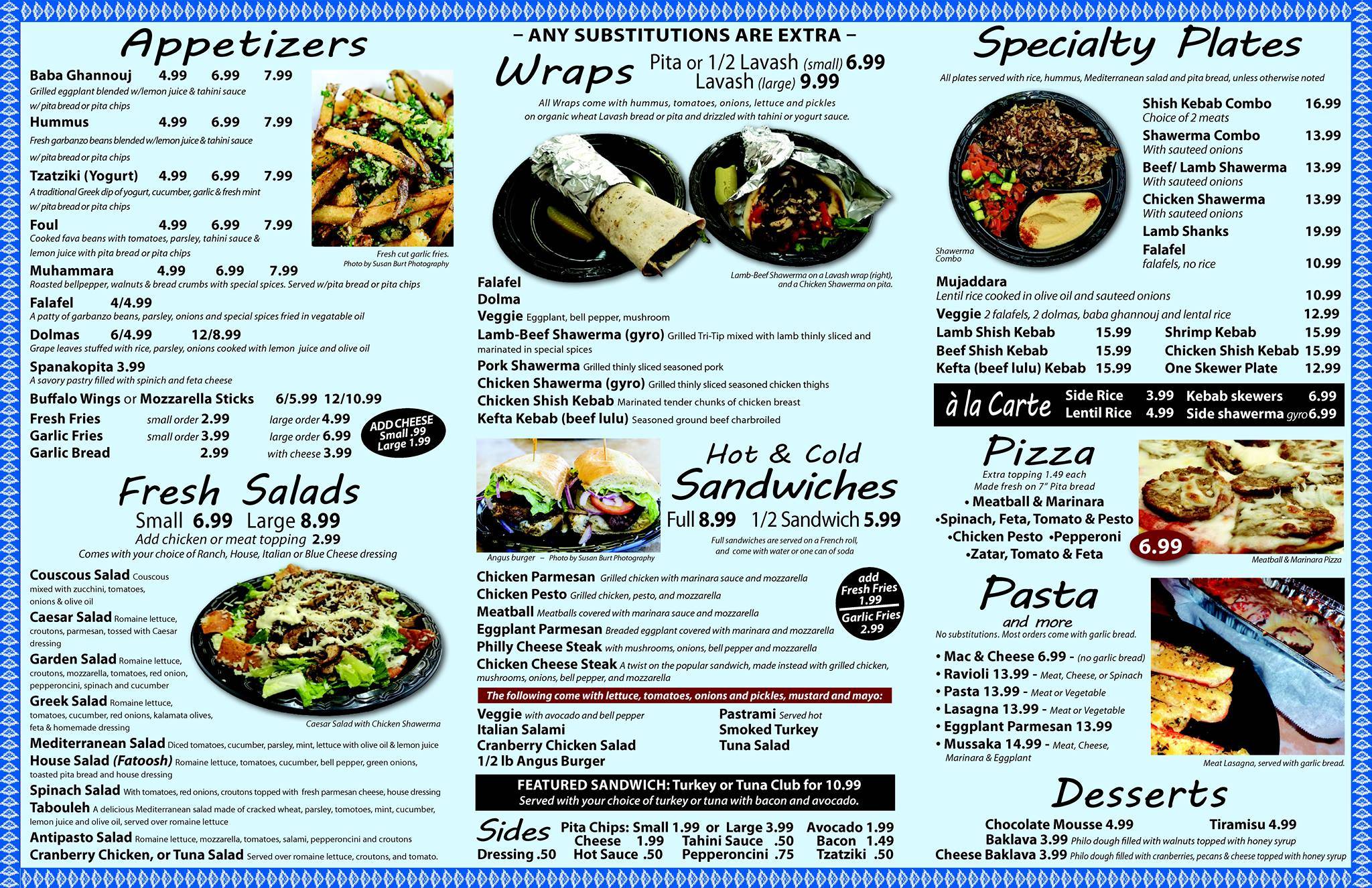 Menu at Petra Mediterranean Restaurant, Tehachapi
