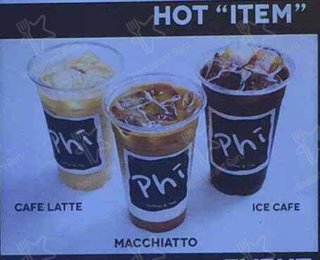 Menu at Phi Coffee & Tea restaurant, Arlington