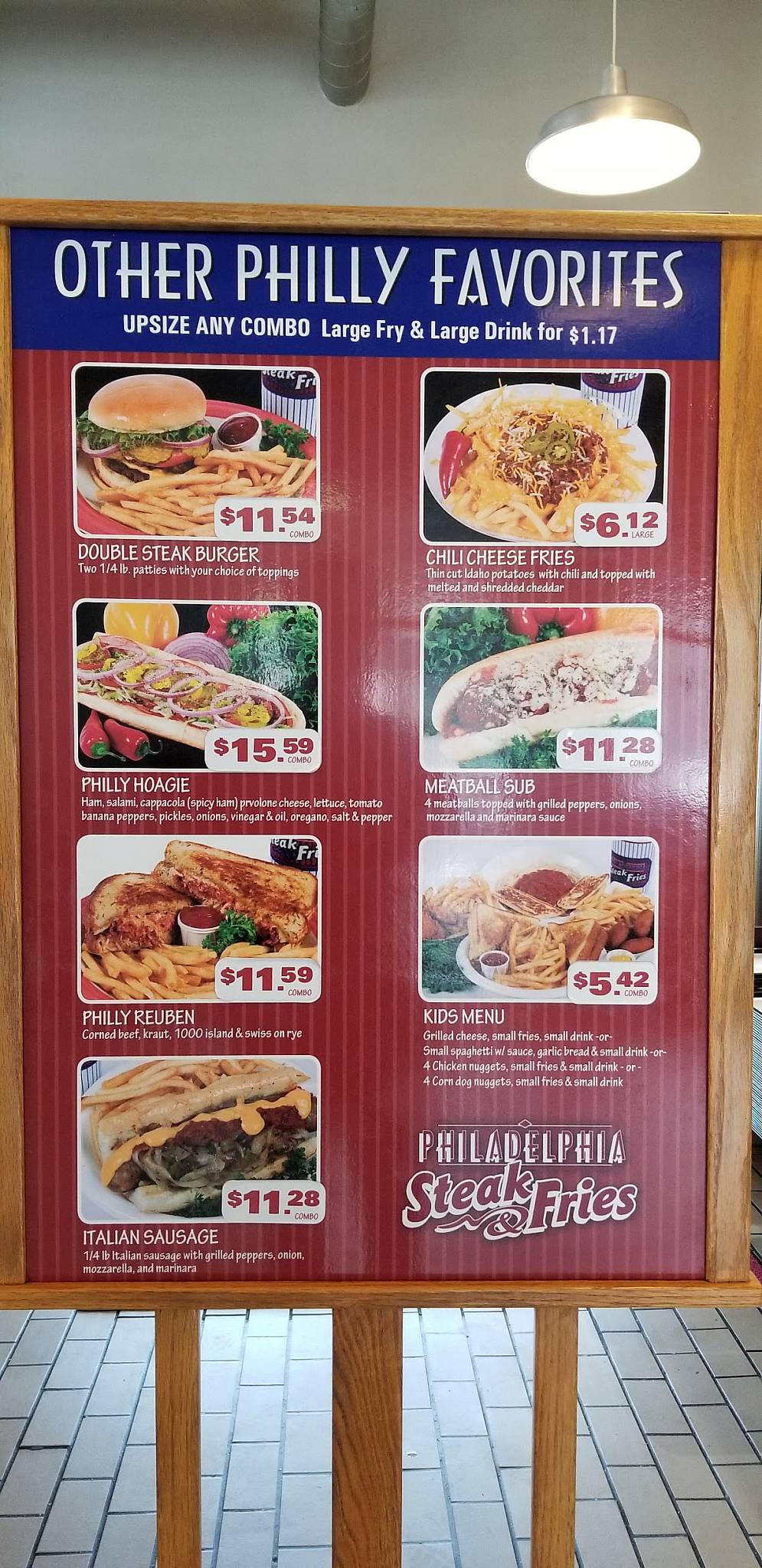 Menu at Philadelphia Steak & Fries restaurant, Indianapolis, W 86th St