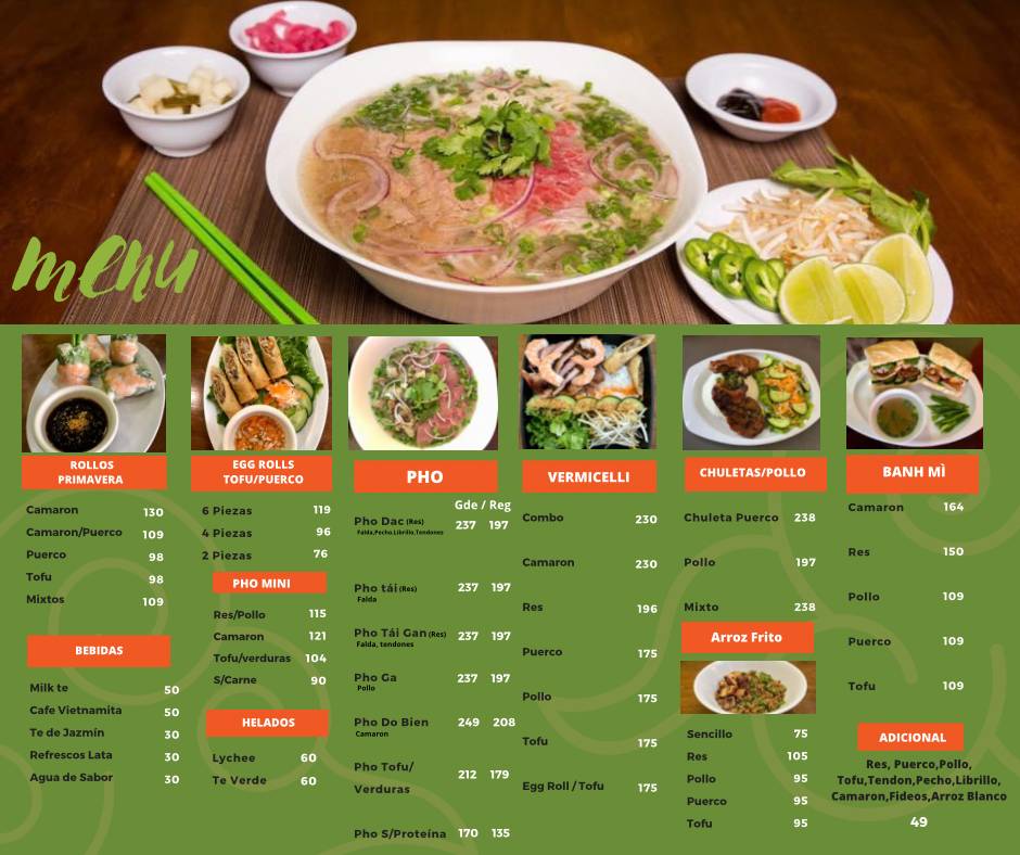 Carta del restaurante Pho Chef, Guadalajara