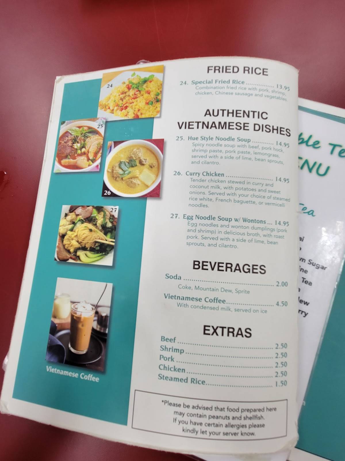 Menu at PhởHolic Taste of Vietnam restaurant, Duluth