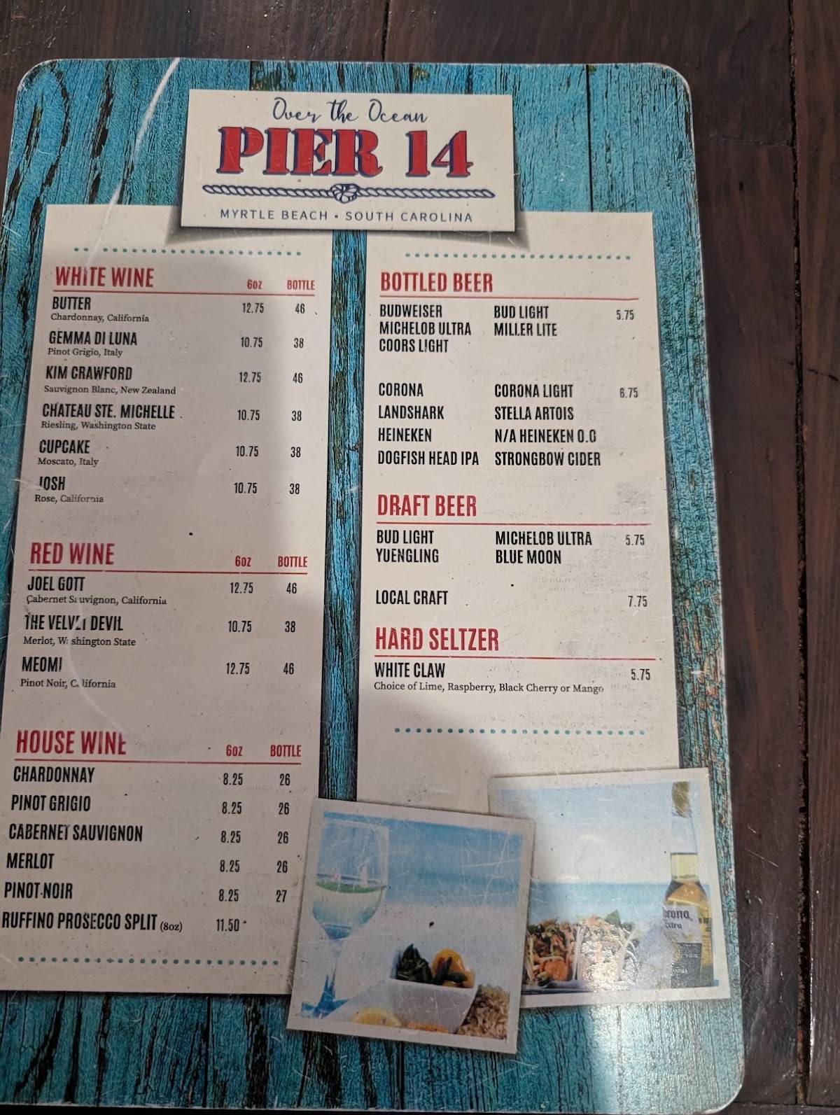 Menu at Pier 14 Seafood Restaurant, Gift Shop, and Fishing Pier, Myrtle ...