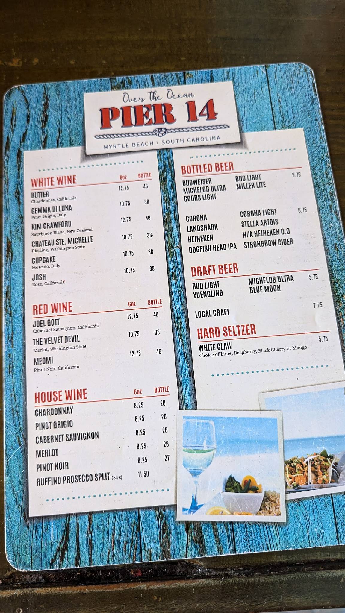 Menu at Pier 14 Seafood Restaurant, Gift Shop, and Fishing Pier, Myrtle ...