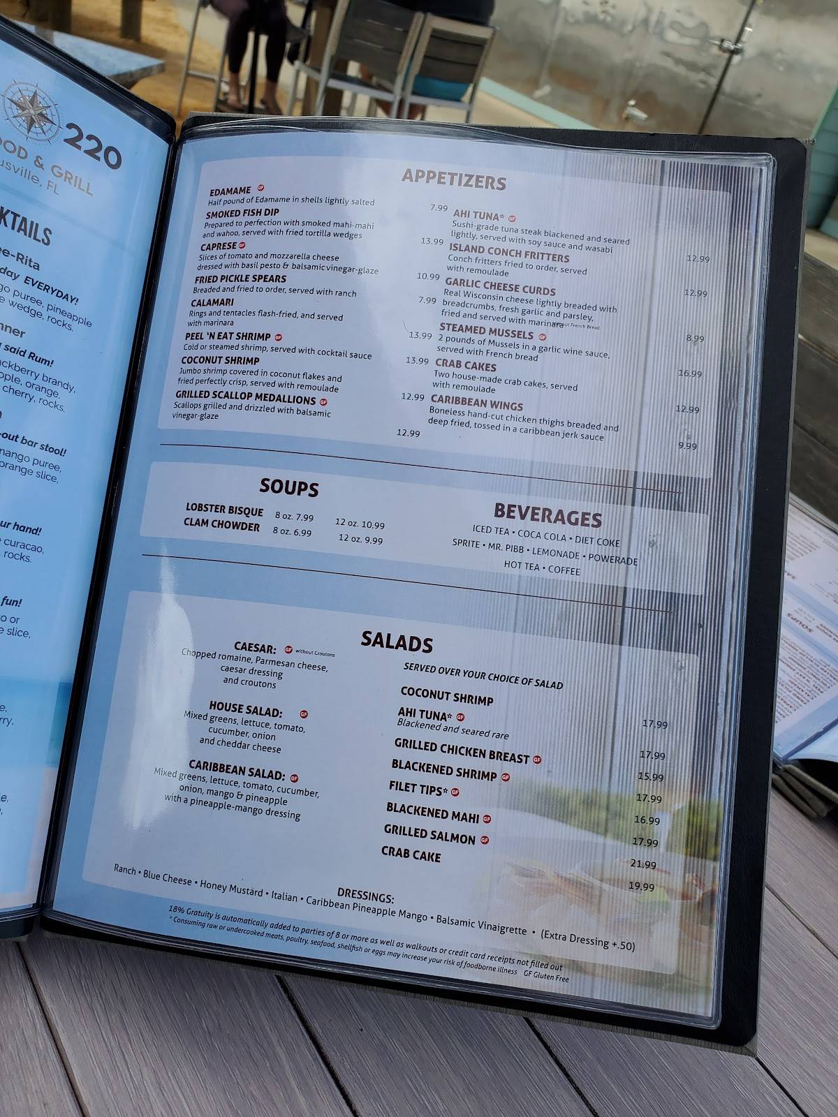 Menu at Pier 220 Seafood and Grill restaurant, Titusville
