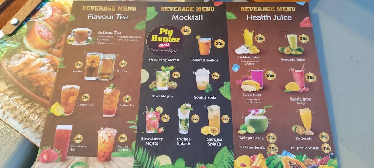 Menu at Pig Hunter Grill PIK restaurant, Jakarta