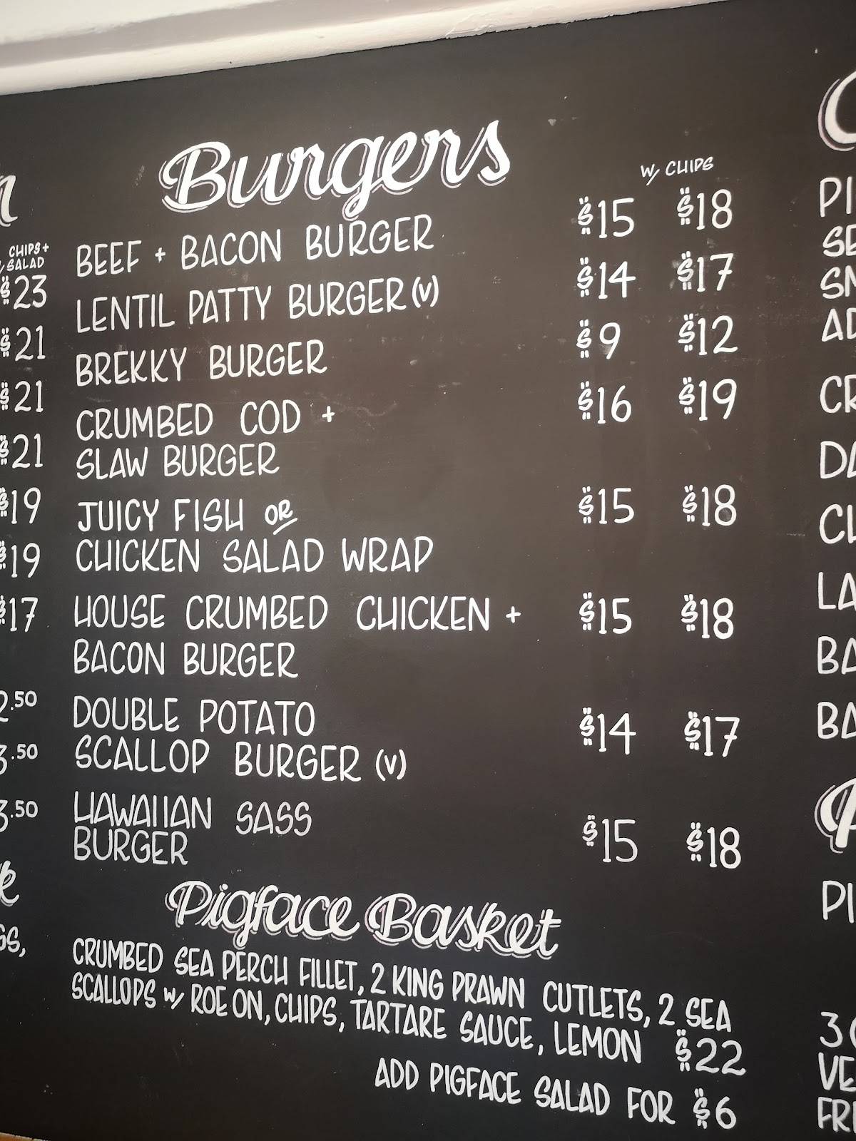 Menu at Pigface Seafood cafe, Woorim