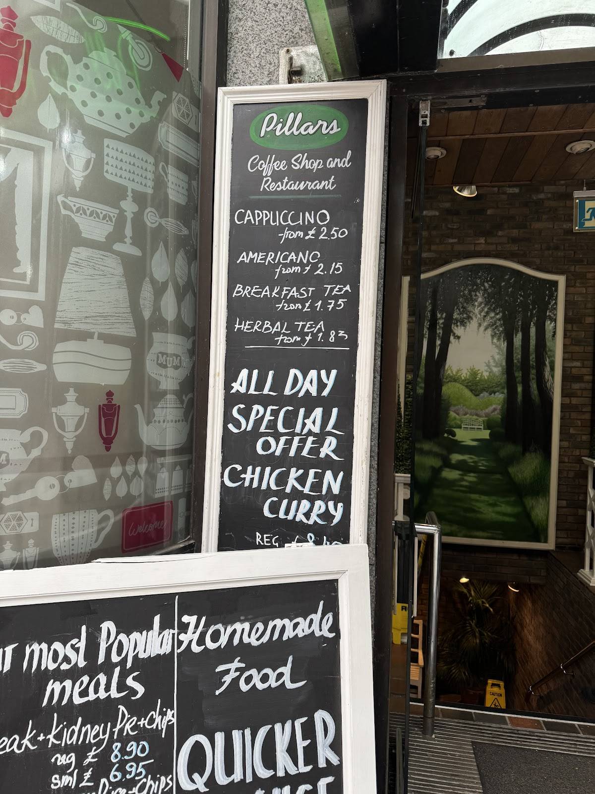 Menu at Pillars restaurant, Cardiff, 29 Queen St