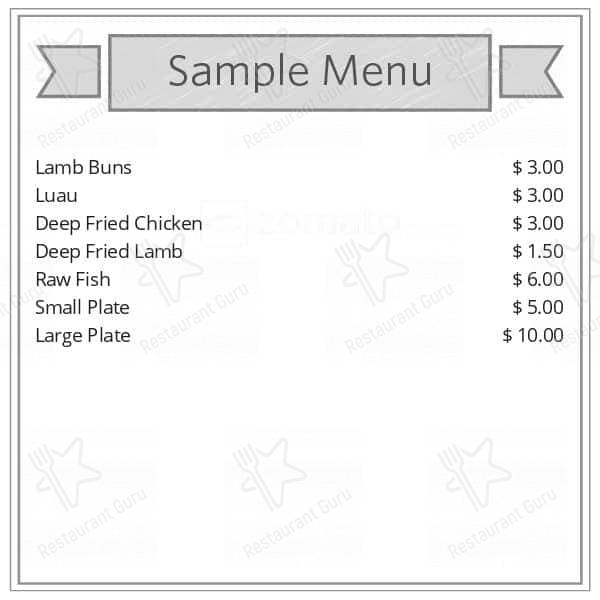 Menu at Pinati's Restaurant, Bald Hills