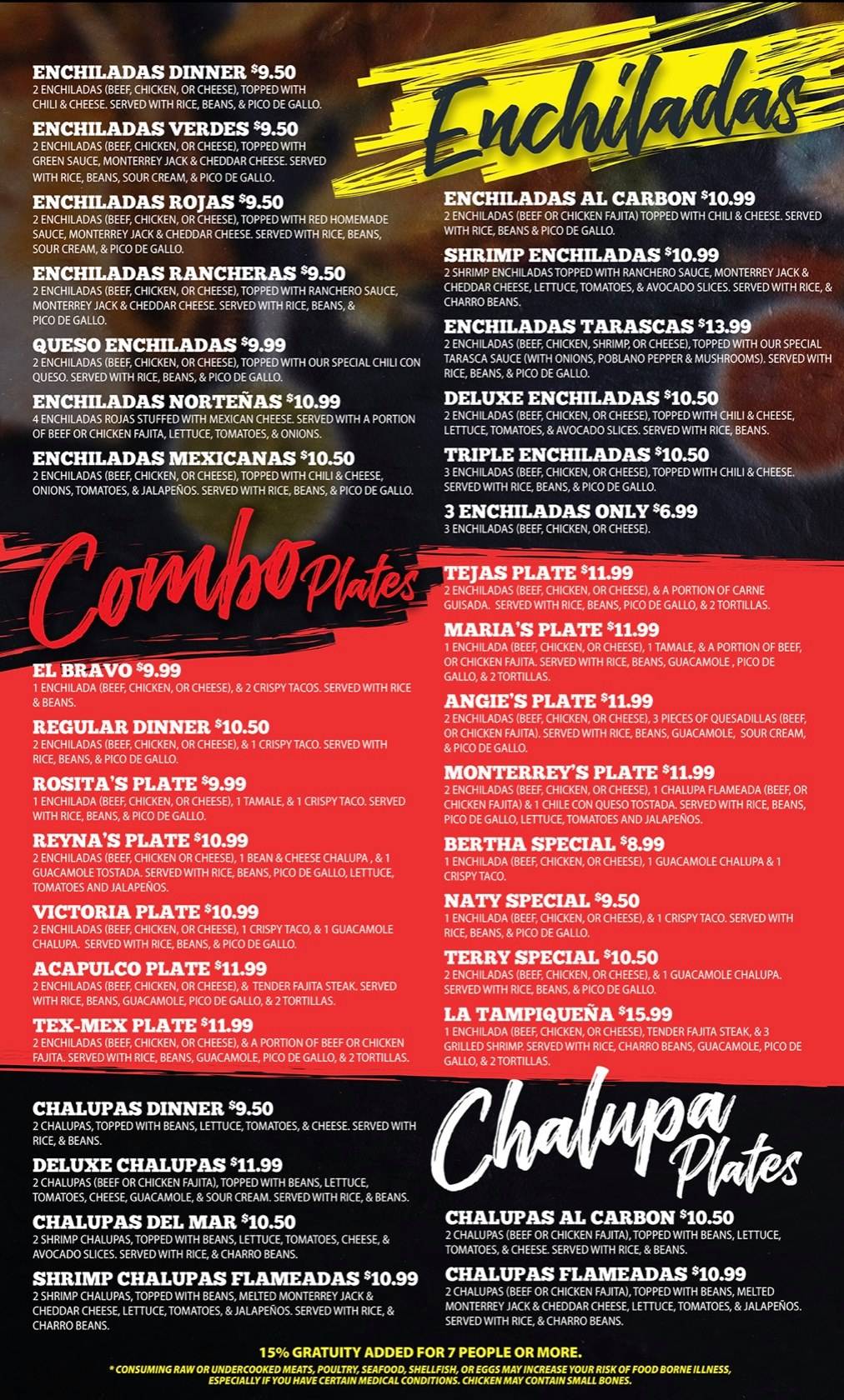 Menu at Pinto Bean restaurant, Victoria