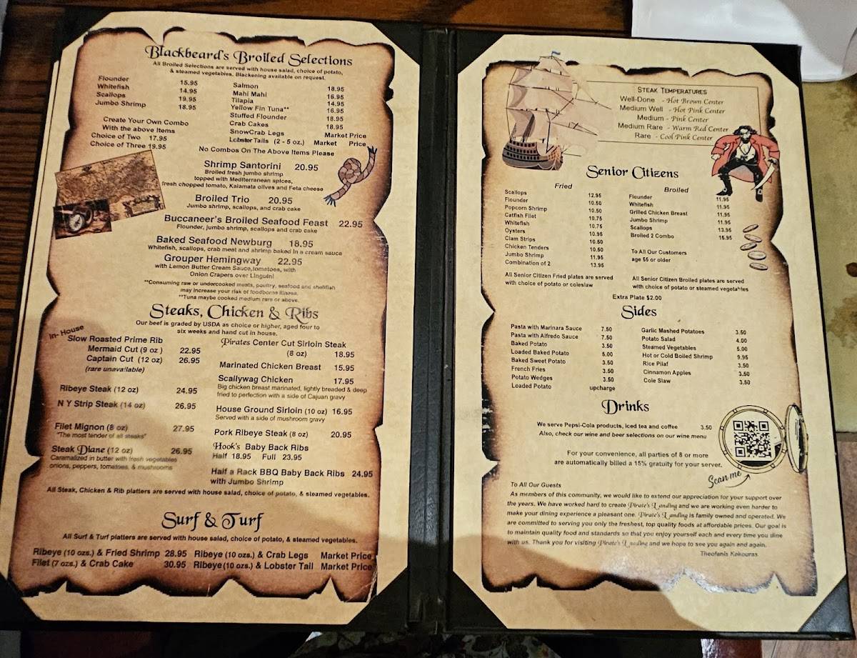 Menu at Pirates Landing pub & bar, Elkin, 161 Interstate Way