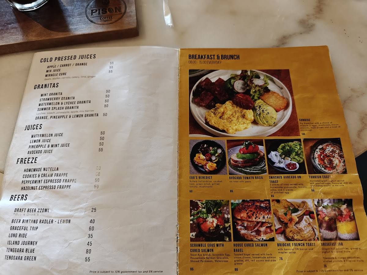 Menu at Pison Thamrin restaurant, Central Jakarta