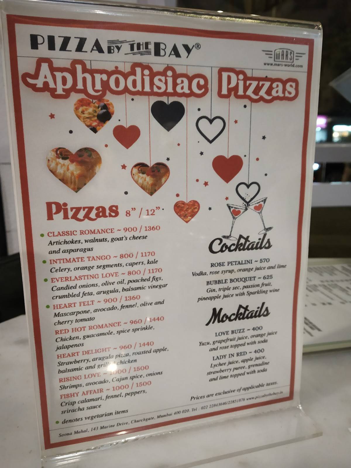 Menu at Pizza By The Bay, Mumbai