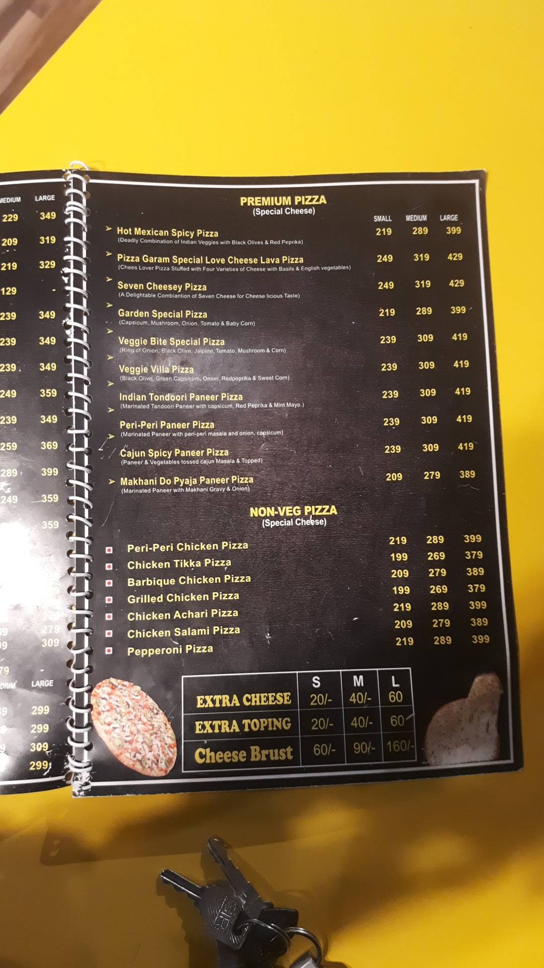 Menu at Pizza Garam Basti, Basti