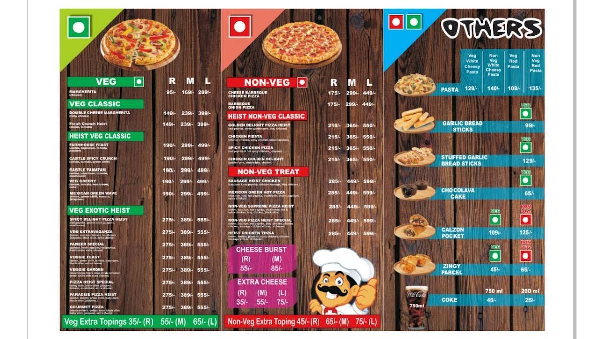 Menu at Pizza Heist, Jharia