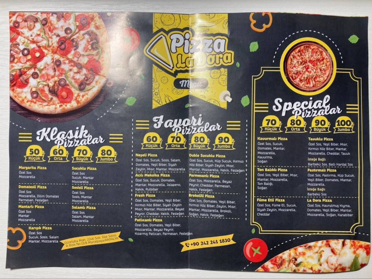 Menu at Pizza La Dora, Antalya