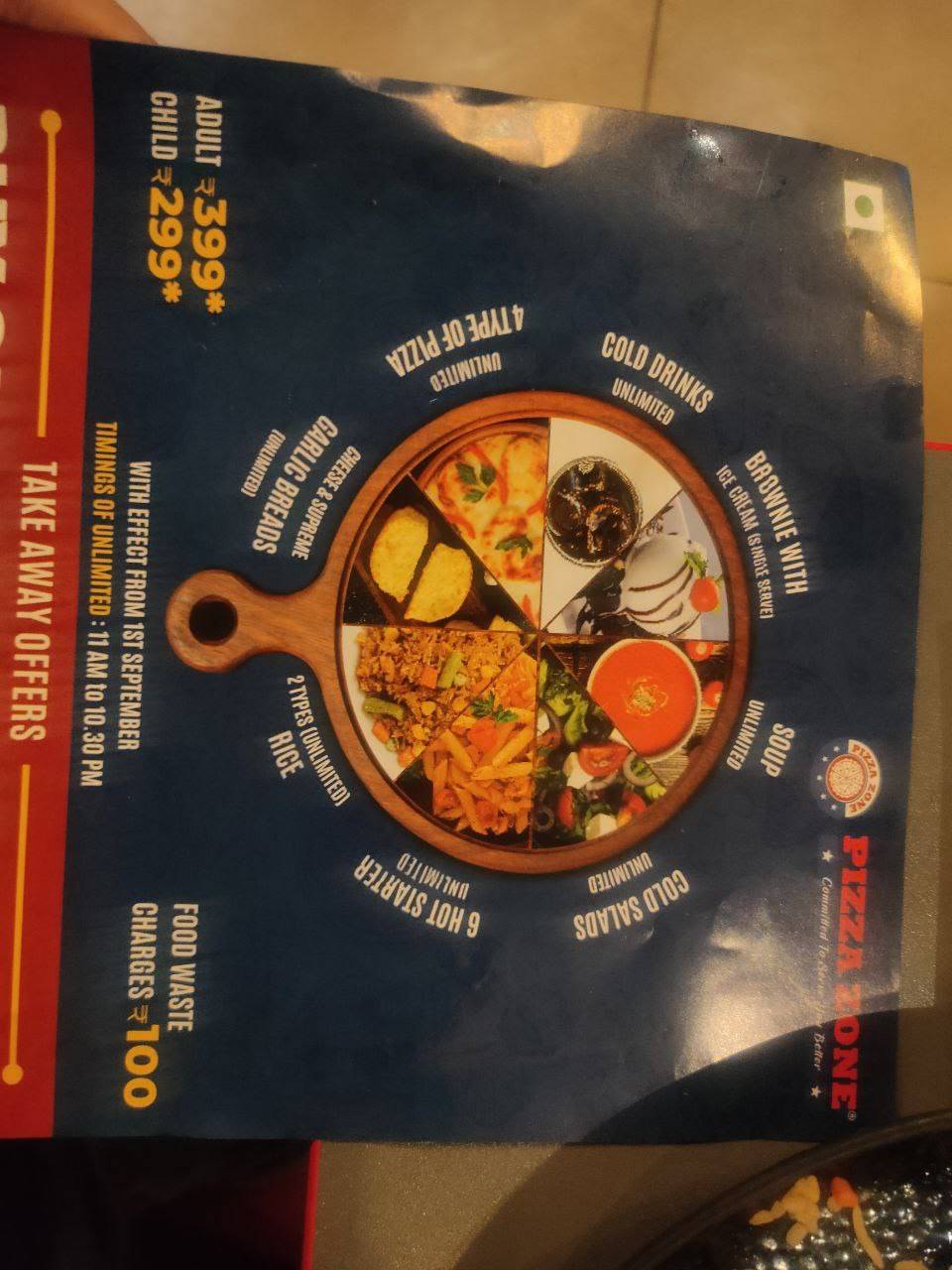 Menu at Pizza Zone Begumpet, Secunderabad, 160/1
